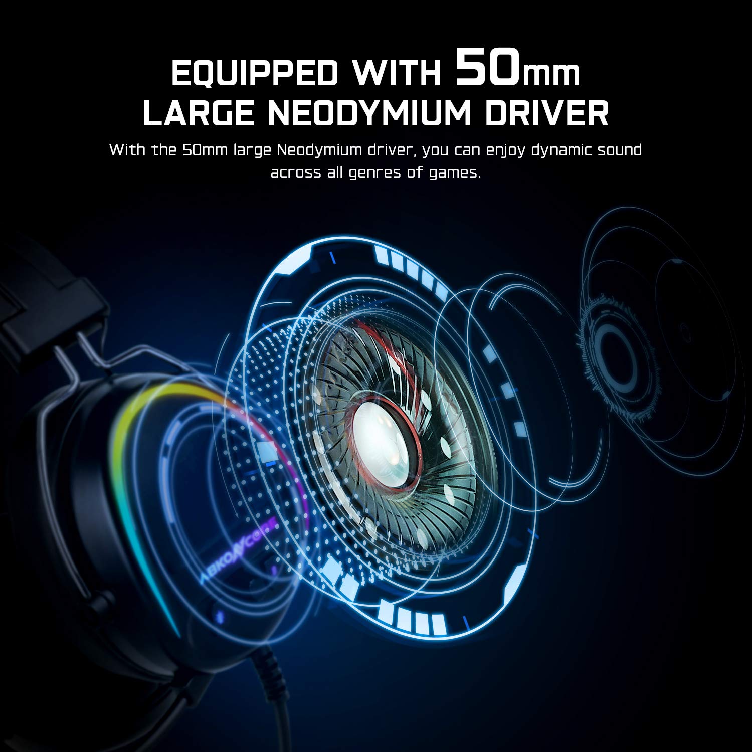 ABKONCORE B700M Virtual 7.1 Surround Sound Card & 3.5mm RGB Gaming Headset with Adjustable Noise Cancelling Mic & Multi Compatibility PS4, PC, Xbox one, Nintendo Switch, Tablet, Mobile