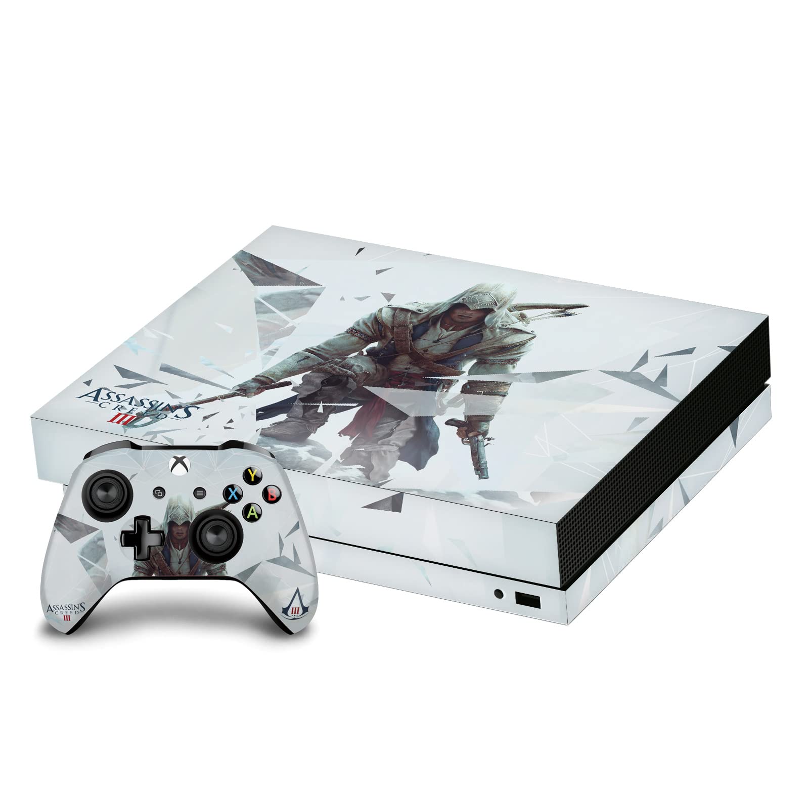 Head Case Designs Officially Licensed Assassin's Creed Connor III Graphics Vinyl Sticker Gaming Skin Decal Cover Compatible With Xbox One X Console and Controller Bundle