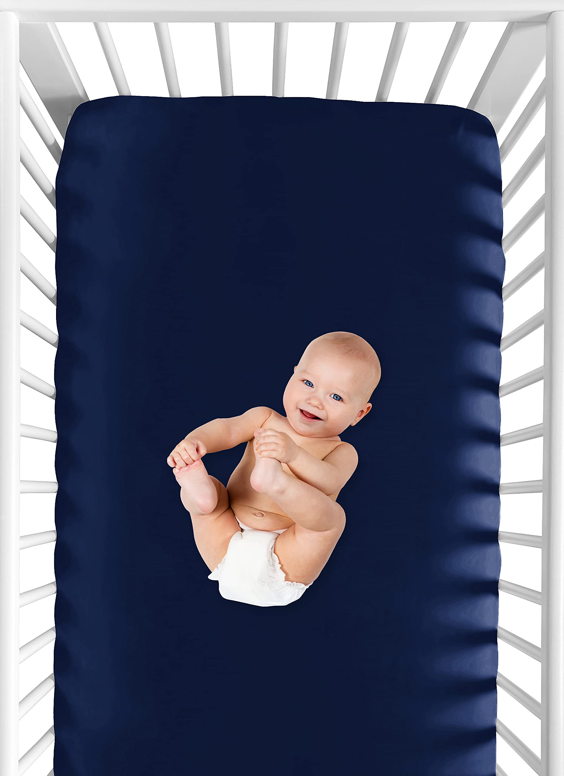 Sweet Jojo Designs Fitted Crib Sheet for Blue and Green Modern Dinosaur Baby/Toddler Bedding Set Collection - Navy Blue