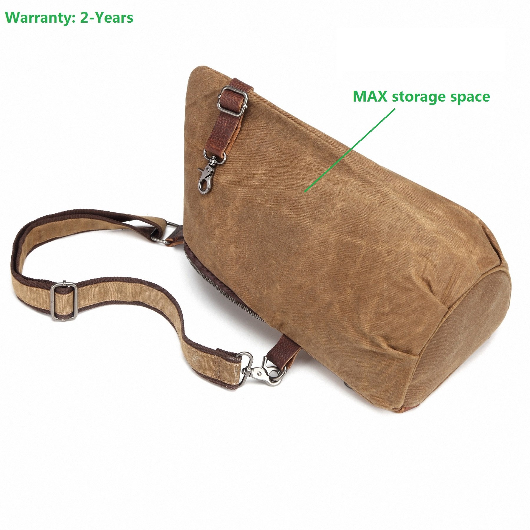 AOTIAN Unisex Sling Backpack Waxed Canvas Crossbody Bag 10 Liters, Khaki