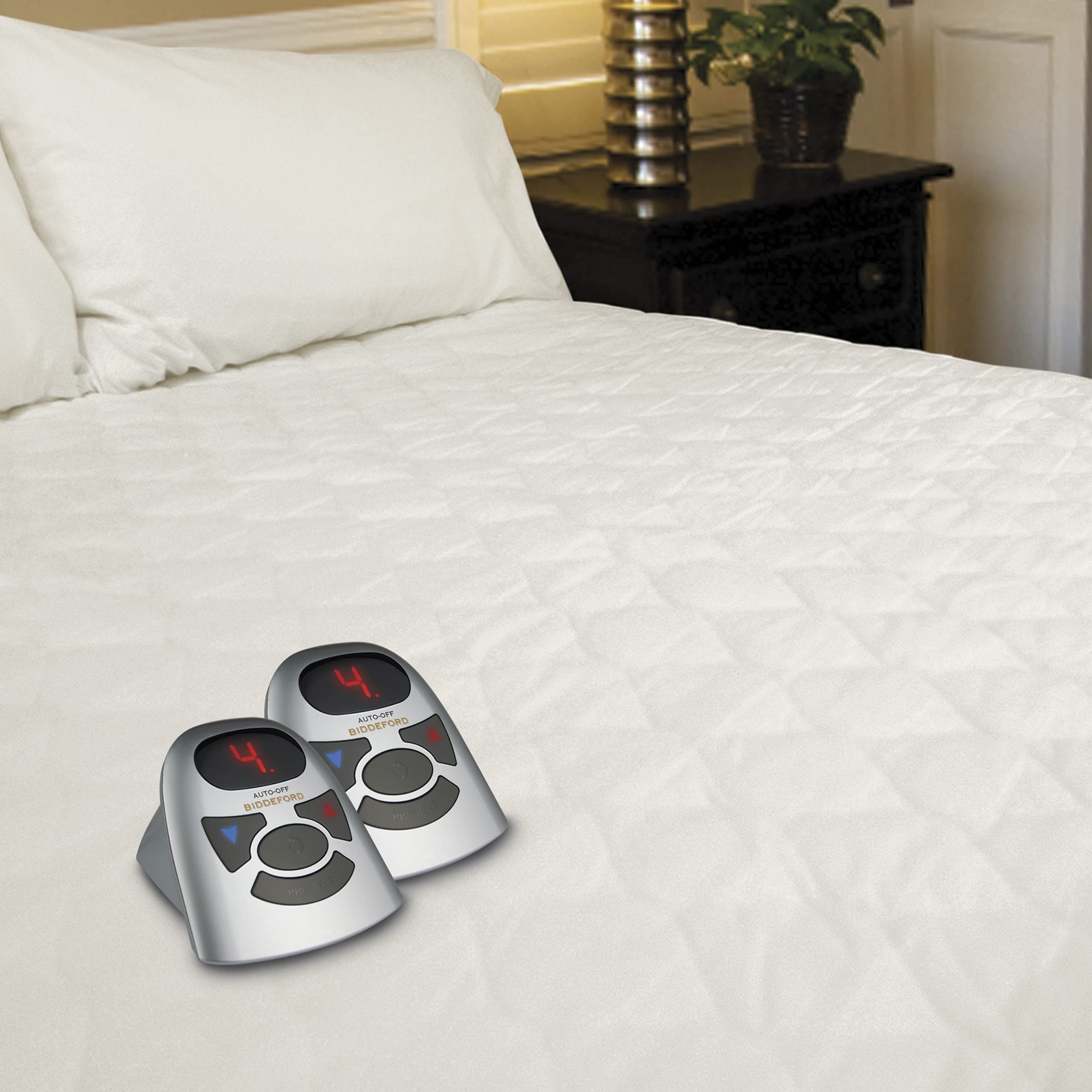 Biddeford Blankets 6 Ounce Quilted Electric Heated Mattress Pad with Digital Controller, Full, White