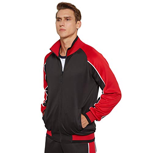 AOTORR Men's Sweat Suit Set Casual Full Zip Running Athletic Long Sleeve Tracksuit Armygreen L