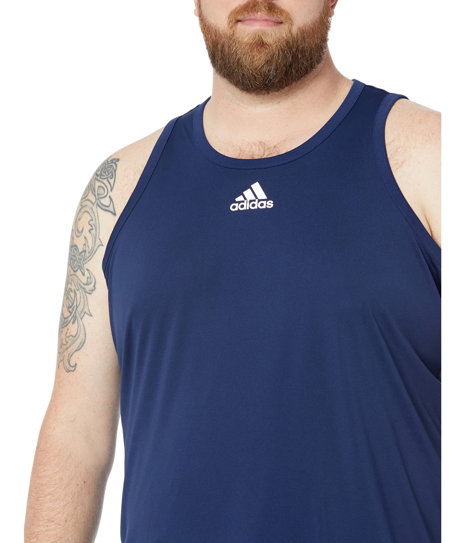 adidas Men's Heathered Tank Top, Team Navy Blue, Large