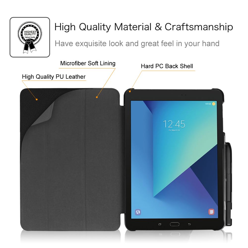Fintie Slim Shell Case for Samsung Galaxy Tab S3 9.7, Super Slim Lightweight Stand Case with S Pen Protective Holder Auto Sleep/Wake for Tab S3 9.7 (SM-T820/T825/T827) 2017 Release, Black