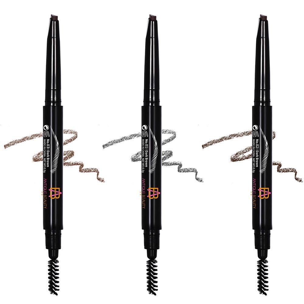 Antique Beauty Waterproof Eyebrow Pencil, Dual-Headed Eyebrow Pencil, Perfect for Professional & Beginner Use-Dark Brown