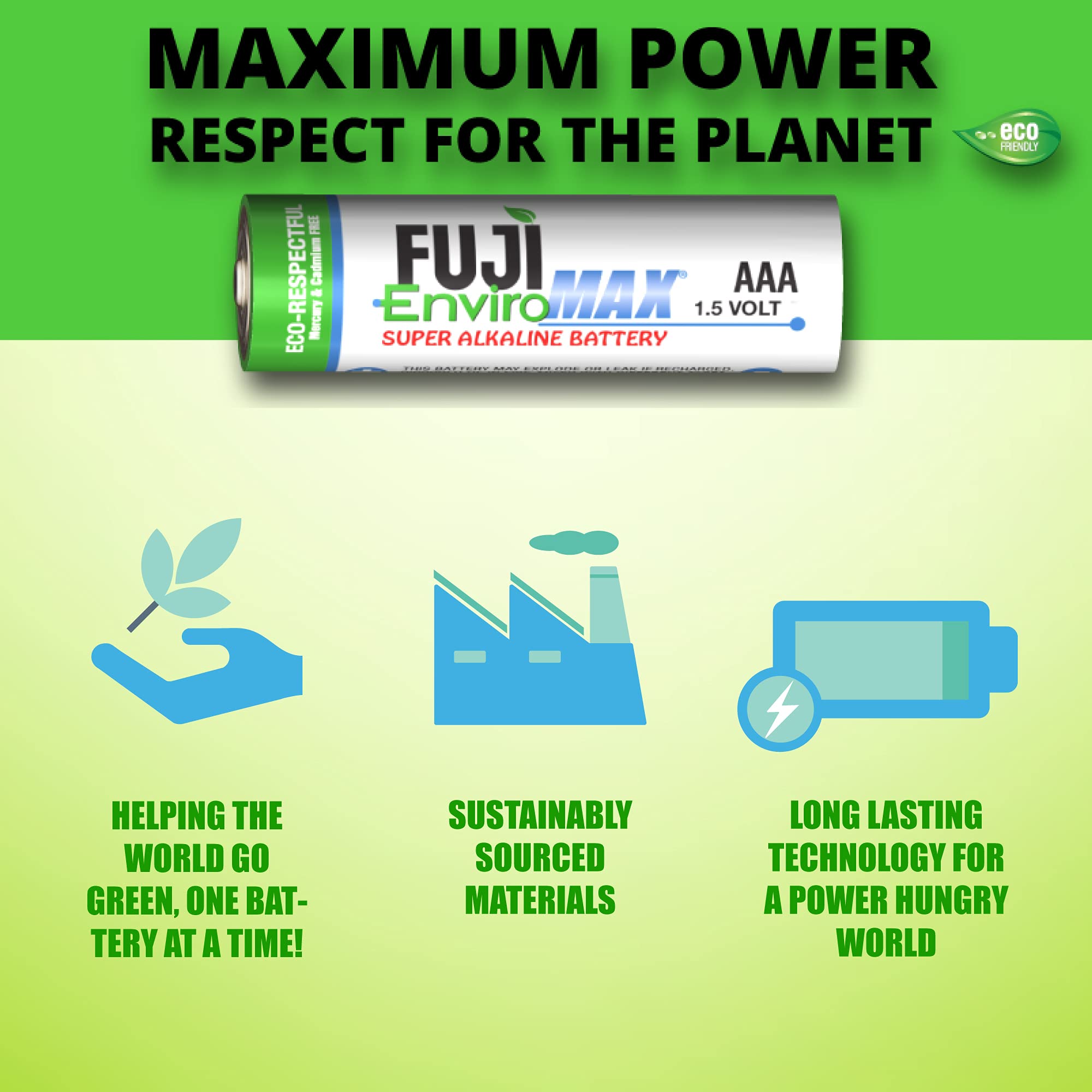 Fuji Enviromax 4400BP4 EnviroMax AAA Super Alkaline Batteries (4 Pack), White, 4 CT