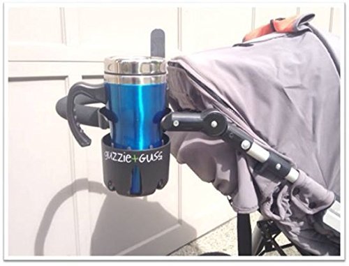guzzie+Guss Universal Cup Holder for Strollers, Wheelchairs, Mobility Walkers, Bikes, Camping Chairs - Easy Installation - Anti-Slip Sleeve - Fits Wide Variety of Drink Containers - Pink
