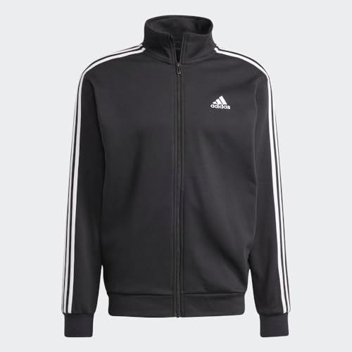 adidas mens Sportswear Basic 3-Stripes Fleece Track Suit Black X-Large