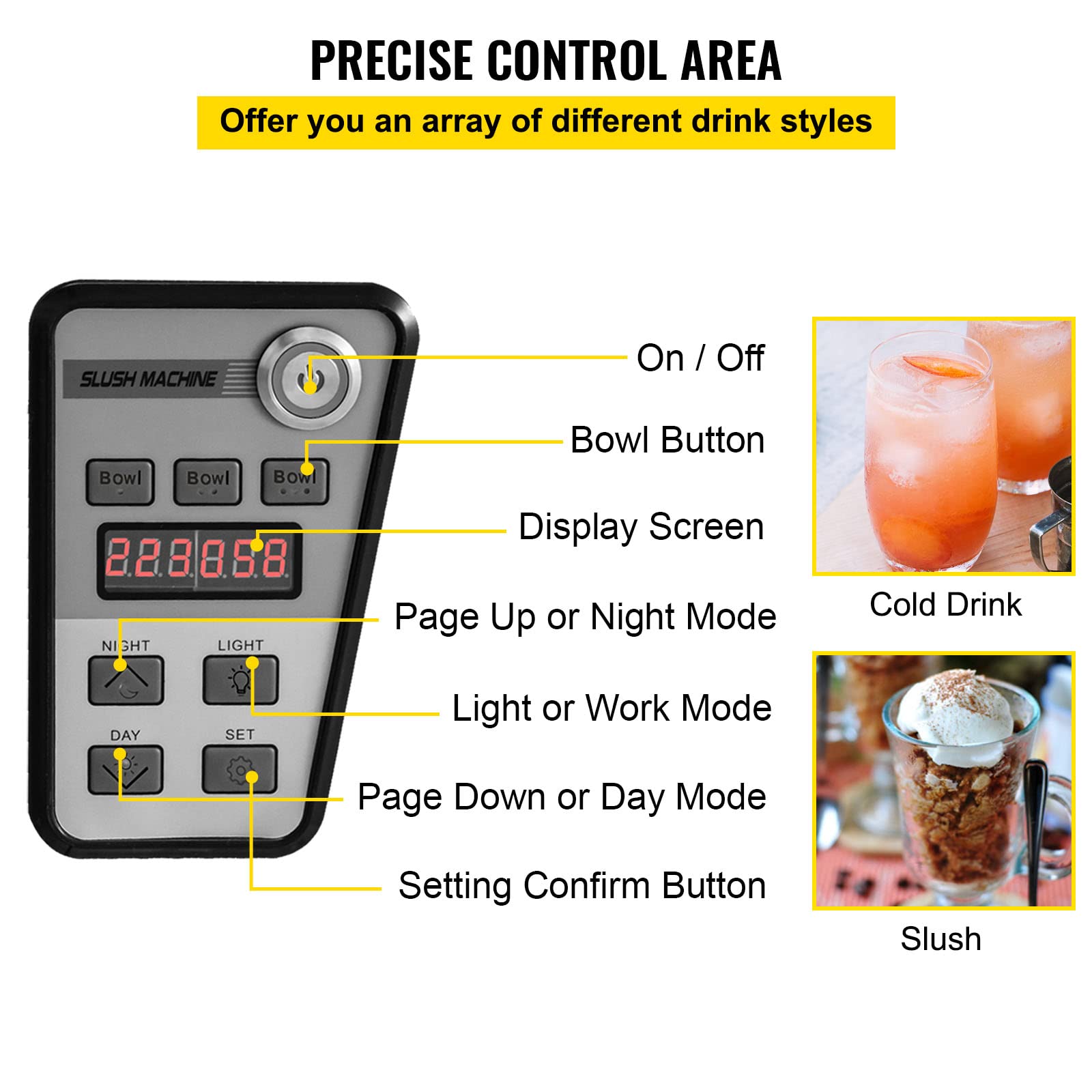 VEVOR Frozen Drink Machine, 10LX2 Tanks Commercial Slushy Machine, 900W Slush Drink Maker, Perfect for Restaurants Cafes Bars