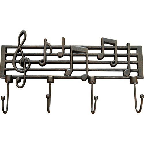 BETYMAO Cast Iron Coat Wall Hooks Wrought Iron Coat Rack with Hooks Vintage Metal Music Notes Coat Hanger Heavy Cast Iron Wall Hooks for Coat Towel Key Hat Garden Tools Indoor Outdoor Courtyard Decor