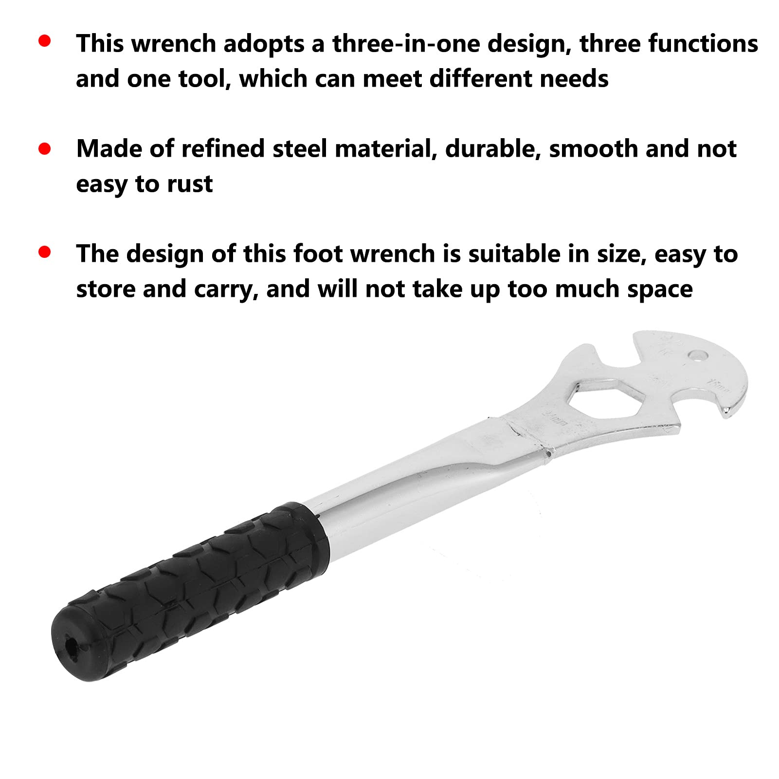Bicycle Spanner, 14.5/15/24mm Easy To Carry Crank Removal Bike Pedal Wrench Durable with Labor Saving Handle for Road Bike for Bike Repairing