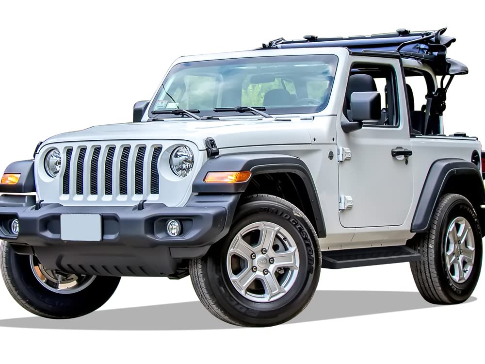 APS Running Boards (Nerf Bars Side Steps Bars) Compatible with Jeep Wrangler JL 2018-2024 2-Door (Factory sidesteps or Rock Rails Have to be Removed) (Black Powder Coated Running Board Style)