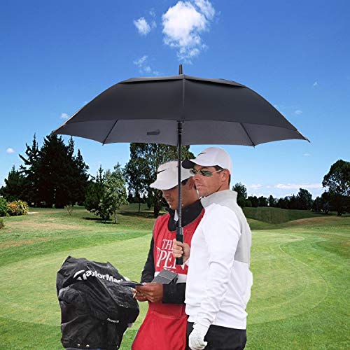 MRTLLOA 62/68/72 Inch Automatic Open Black Golf Umbrella, Extra Large Oversize Double Canopy Vented Windproof Waterproof Stick Umbrellas for Rain(62 Inch)