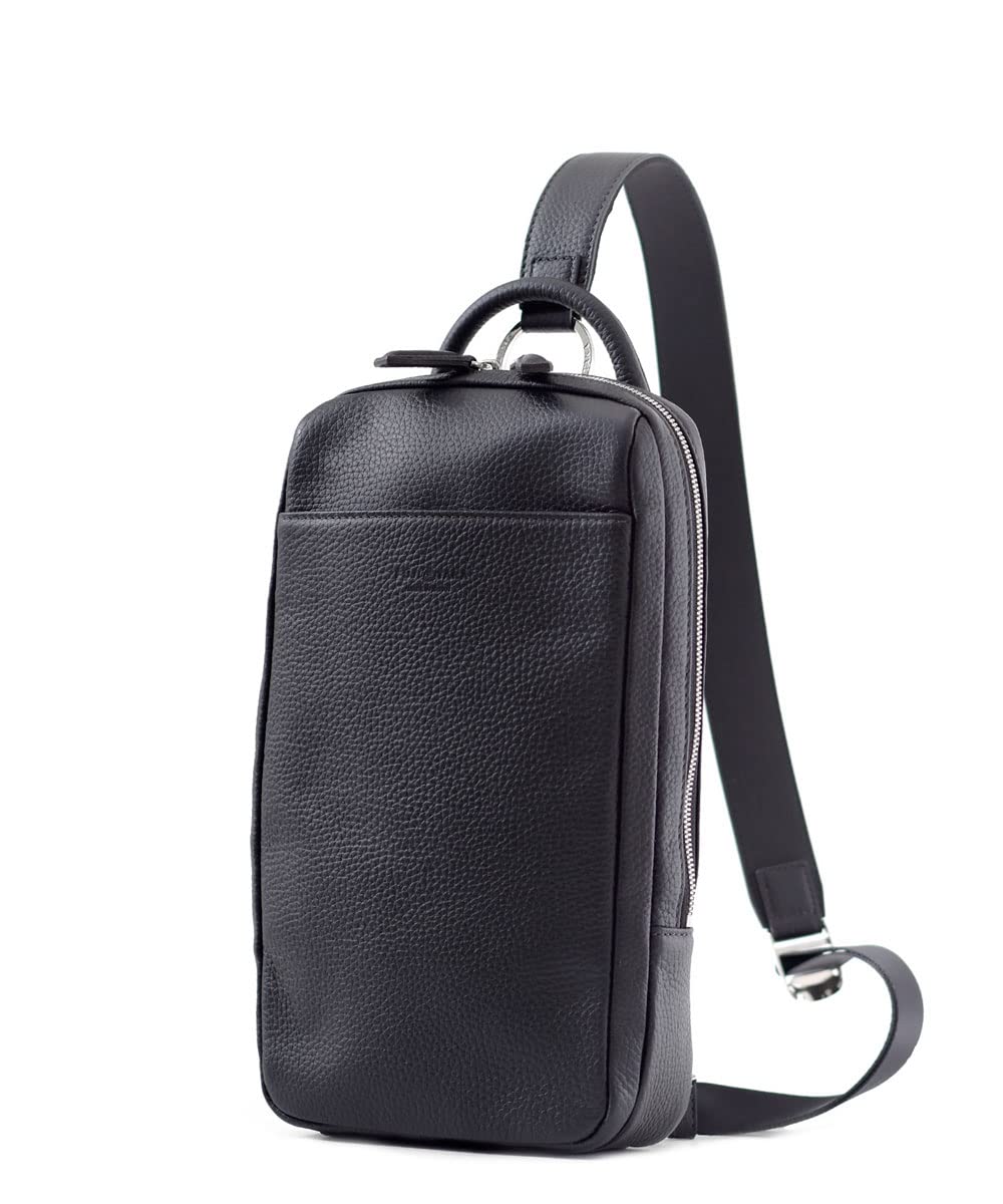 FUJITAKA, Genuine Leather One Shoulder Bag, Made In Japan, No.627911 BLACK - JAPAN MADE, Black