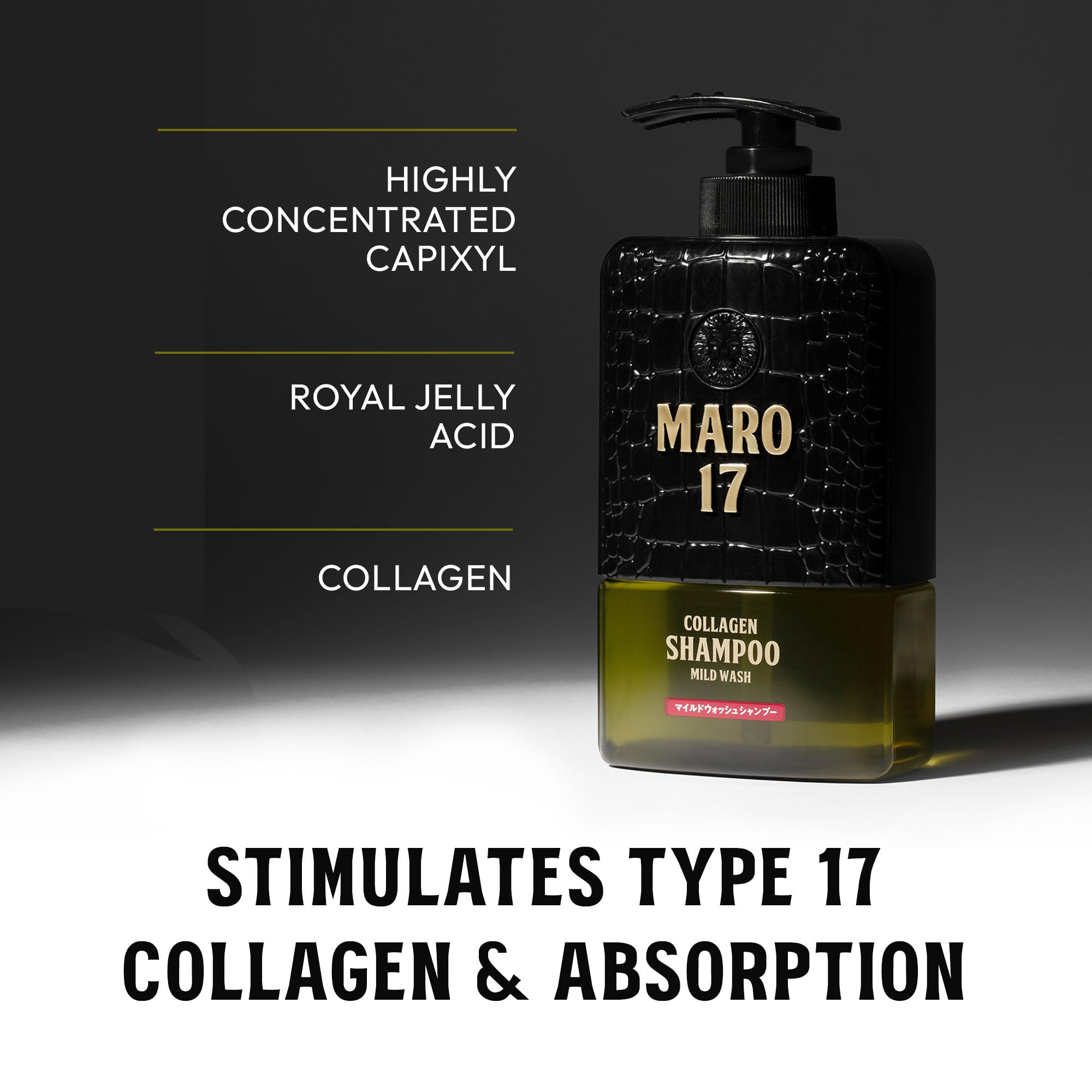 MARO17 Collagen Shampoo Mild Wash - Deep Cleansing Anti Danfruff Shampoo for Men - Removes Dandruff, Hydrates Scalp & Stimulates Collagen Production for Thicker, Fuller Hair - Soothes Dry, Flaky Scalp