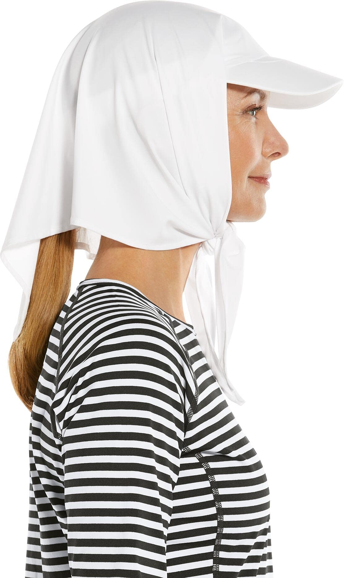 Coolibar UPF 50+ Women's Sabina Swim Scarf Hat - Sun Protective (One Size- White)