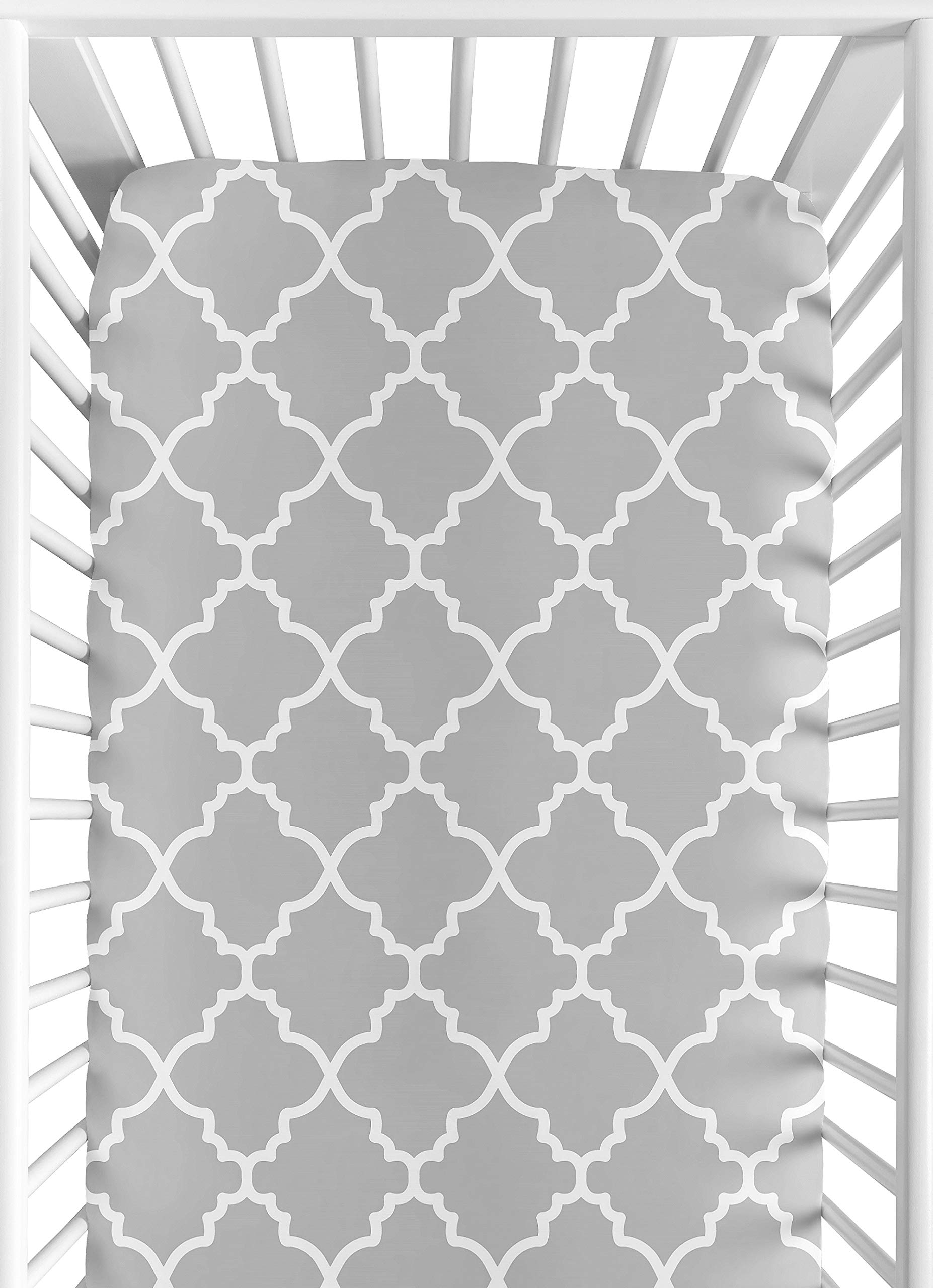 Fitted Crib Sheet for Gray and White Trellis Collection Baby/Toddler Bedding - Trellis Print