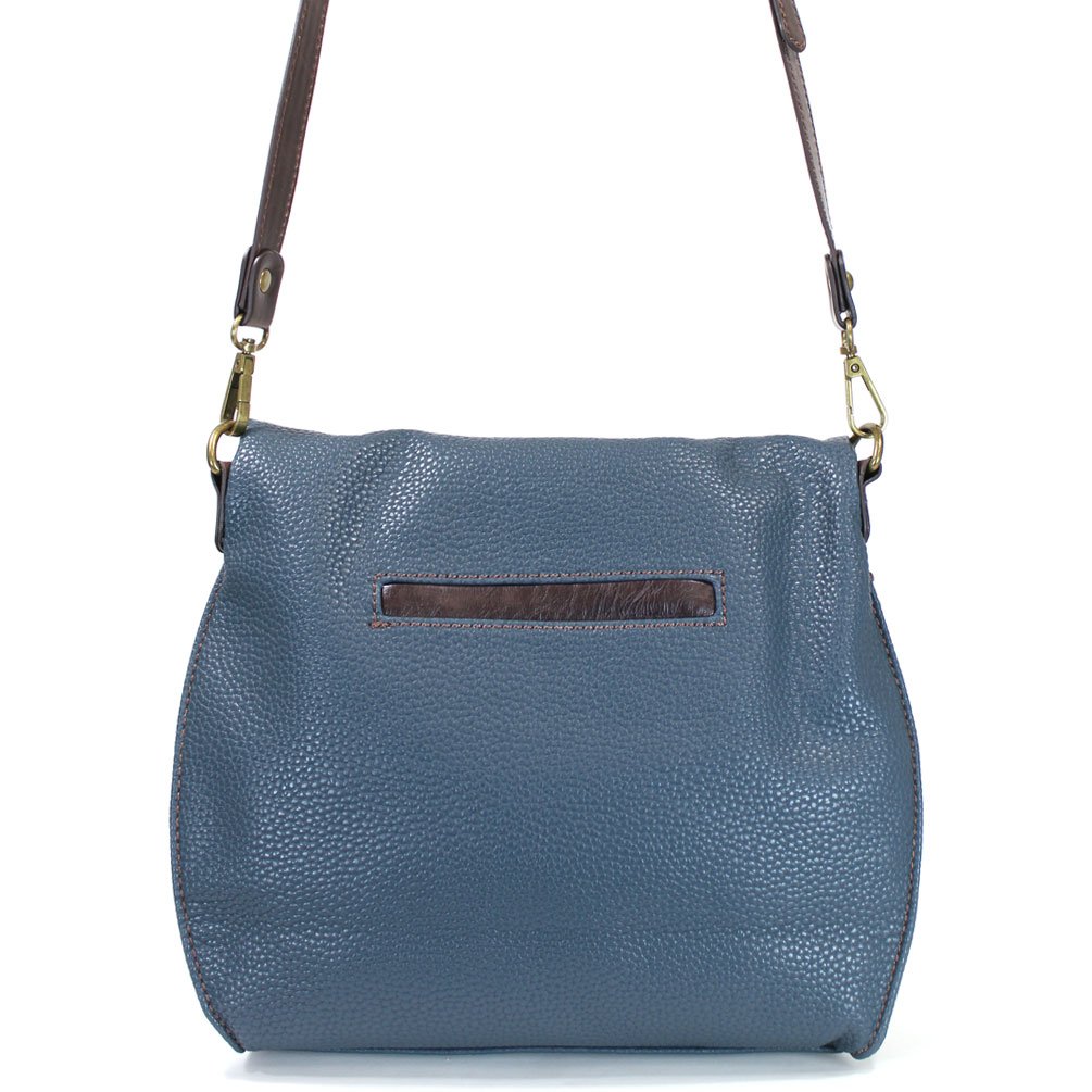 Chala Charming Crossbody Bag - Flap Top and Metal Key Charm in Navy Blue, Cross-Body or Shoulder (Coin Purse_Blue Bird)