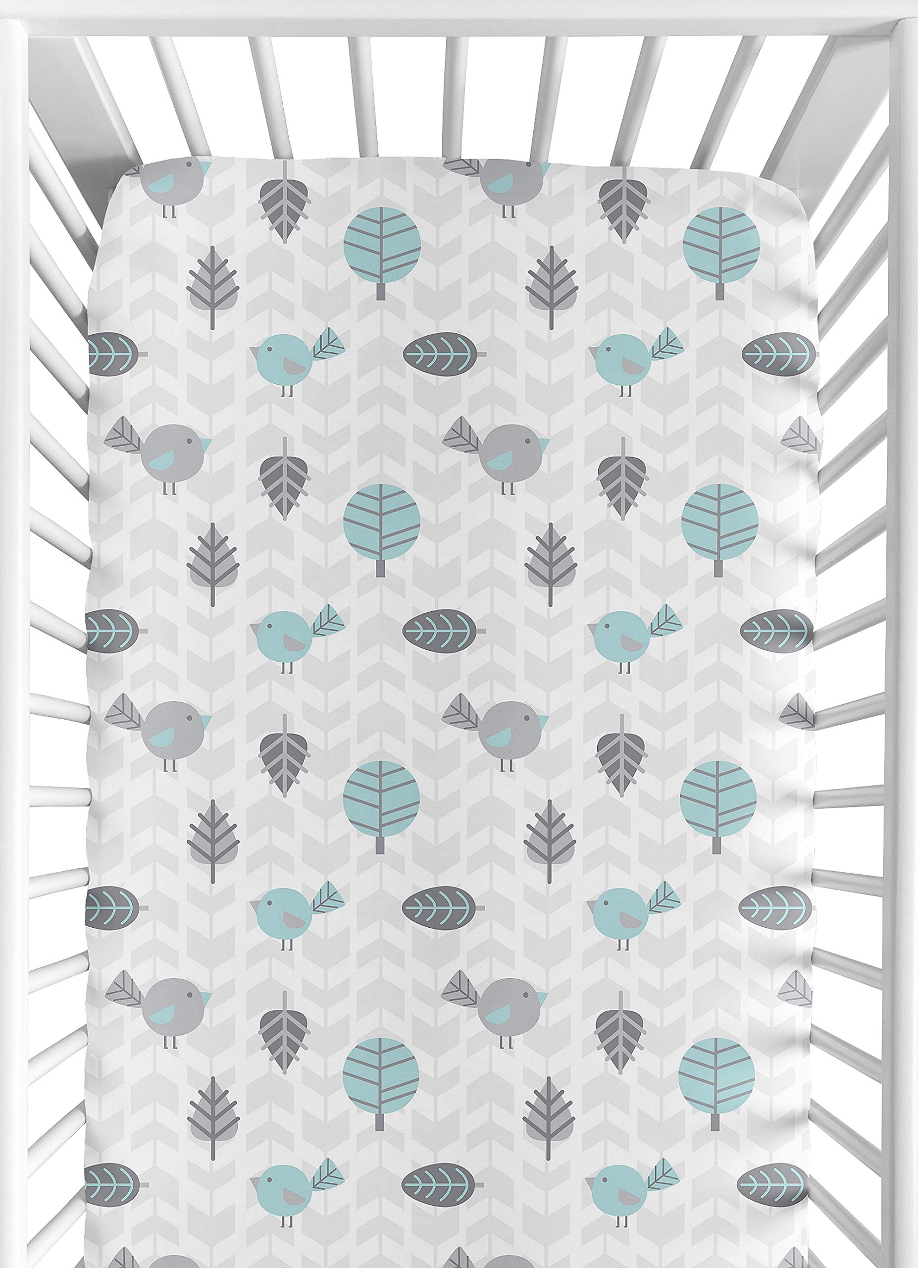 Fitted Crib Sheet for Turquoise Blue and Gray Earth and Sky Baby/Toddler Bedding - Nature Print