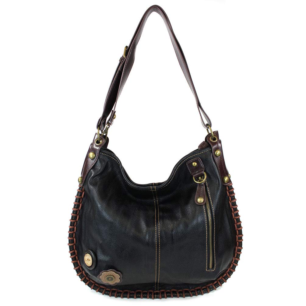 CHALA Handbags Charming Crossbody or Shoulder Convertible Large Purse - BLACK (Beautiful Sunflower)
