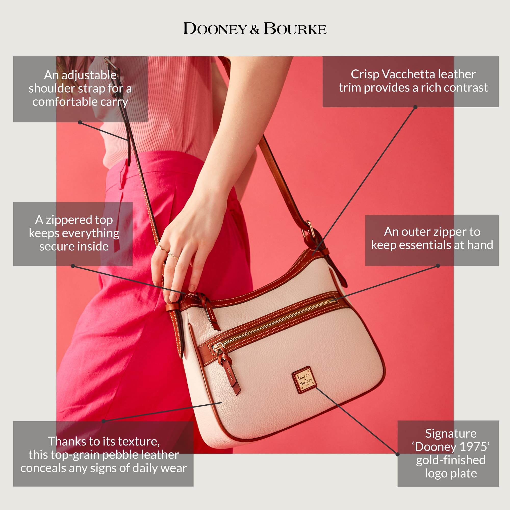 Dooney & Bourke Handbag, Pebble Grain Presley Crossbody - Clementine