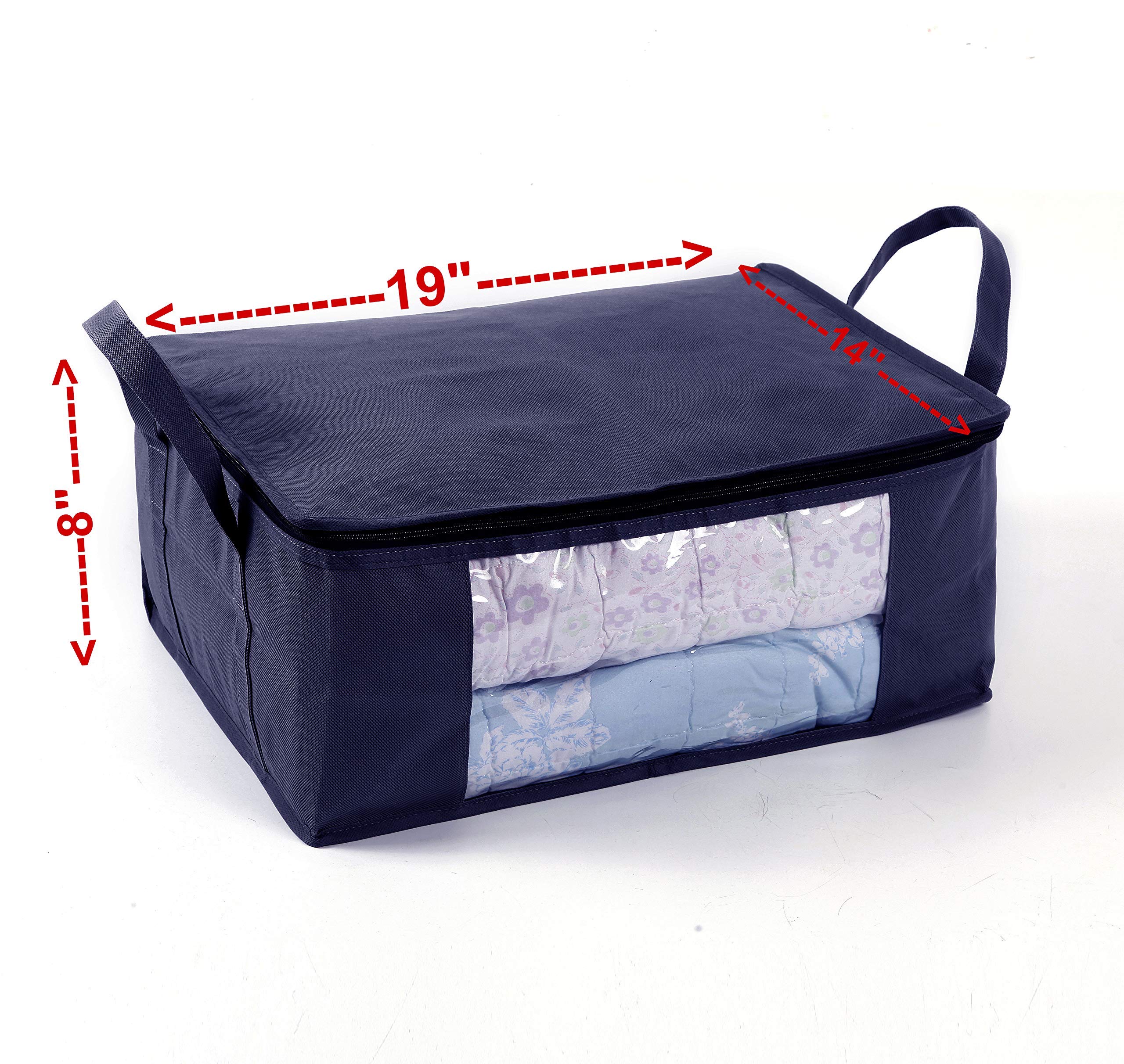ABO Gear Storage Bins Storage Bags Closet Organizers Sweater Storage Clothes Storage Containers with Handle 3pc Pack,Navy Blue