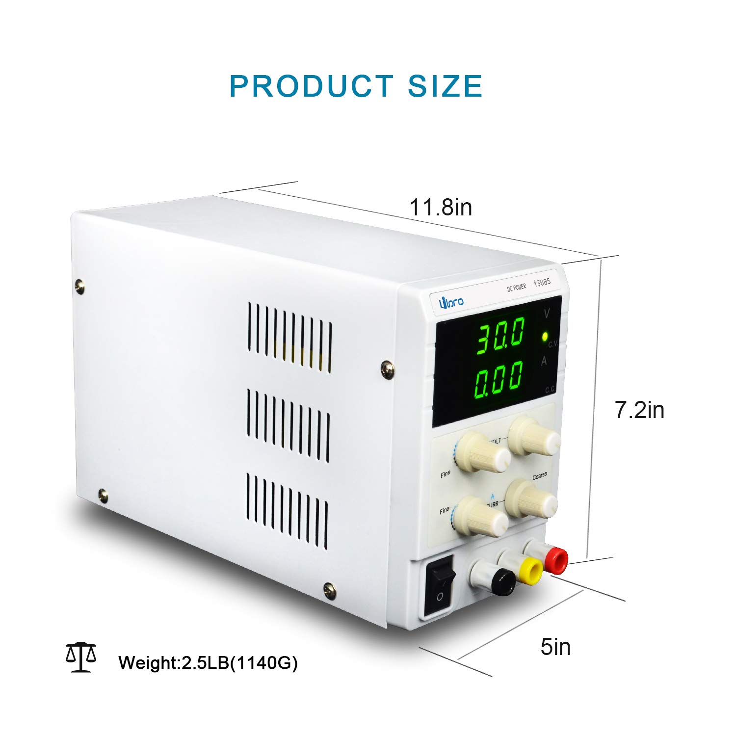 Adjustable DC Power Supply Variable 30V 5A, Lab DC Power Supply Bench Regulated Low Noise High Resolution with Alligator Cable