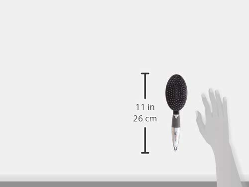 Qwik-Clean Brush - Easy Clean Retractable Bristles and Detangling Oval Brush for Curly, Straight and Thick Hair - Wet and Dry Hair - Black