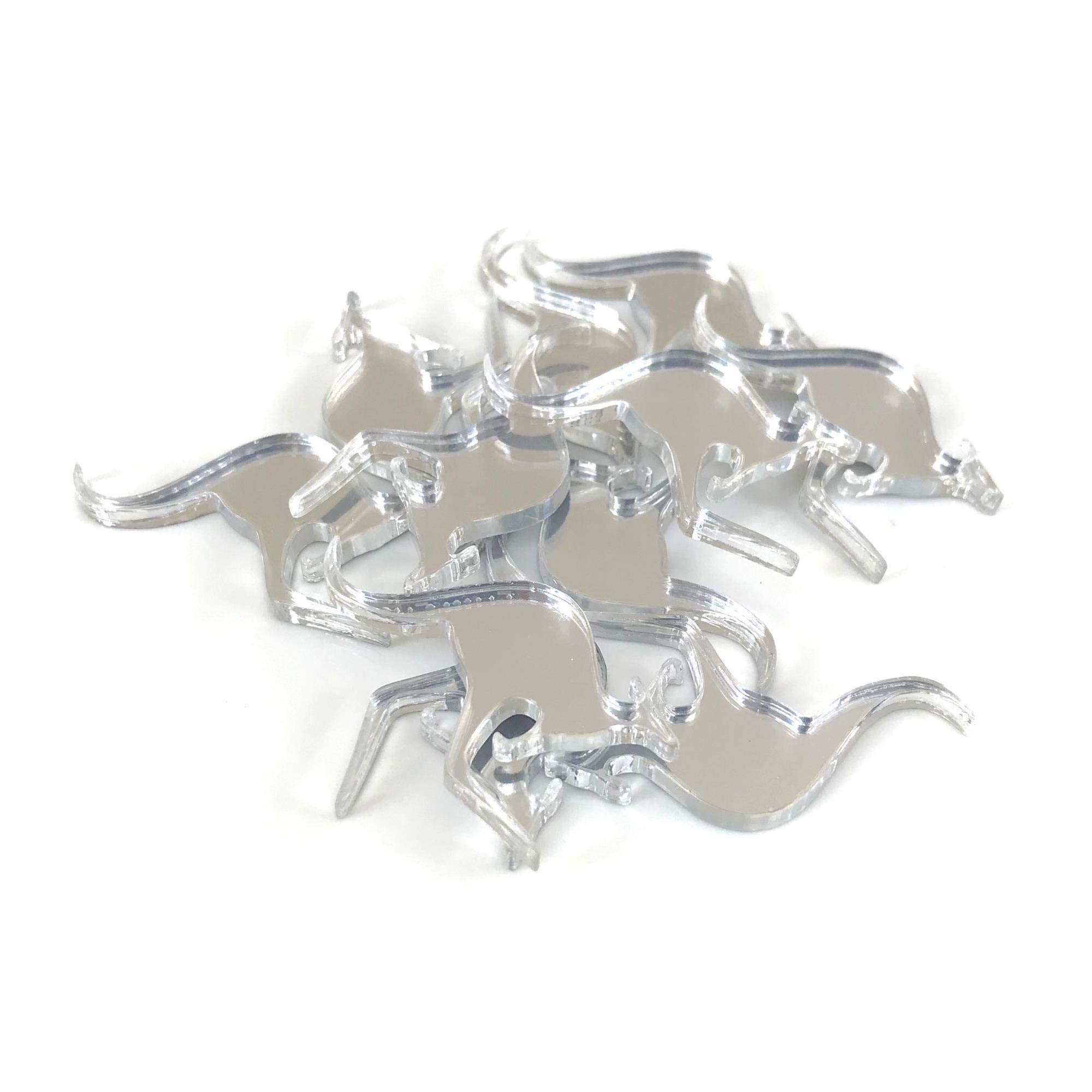 Super Cool Creations Kangaroo Shaped Crafting Mirrors, Set of 10, Many Colours, Shatterproof Acrylic, White, Pack of 20 x 2cm