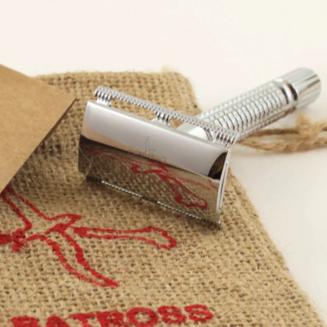 Albatross Zero Waste Flagship 3-Piece Safety Razor, Double Edge Metal Reusable Razor for Men & Women + 10 Blades