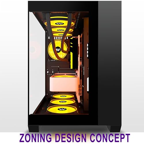 AMANSON PC CASE ATX Gaming PC Cases ，Mid-Tower USB 3.0 with Double Tempered Glass Full View Computer Cases Black (Fans are not Included) (H6)