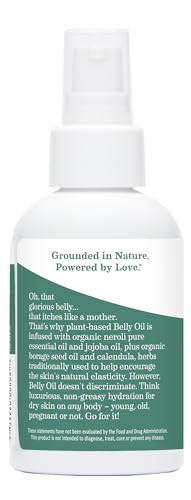 Earth Mama Belly Oil for Dry Skin | Calendula Skin Care Moisturizer Oil to Encourage Natural Elasticity and Help Prevent Stretch Marks During Pregnancy and Postpartum, 4-Fluid Ounce