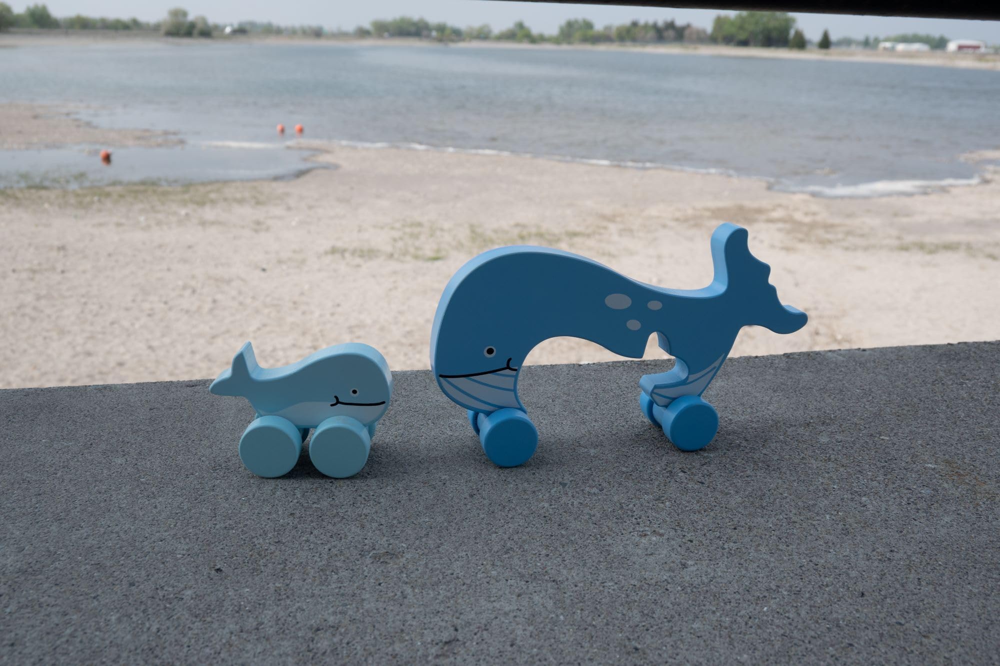 Big & Little Whale Push Toy by Jack Rabbit Creations- 2 in 1 Wooden Roller Animals- STEM Toys for Toddlers Develops Coordination- Ages 18 Months+