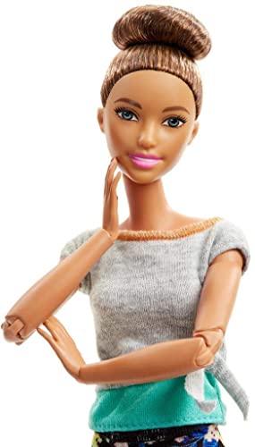 Barbie Made to Move Dolls with 22 Joints and Yoga Clothes, Floral, Blue