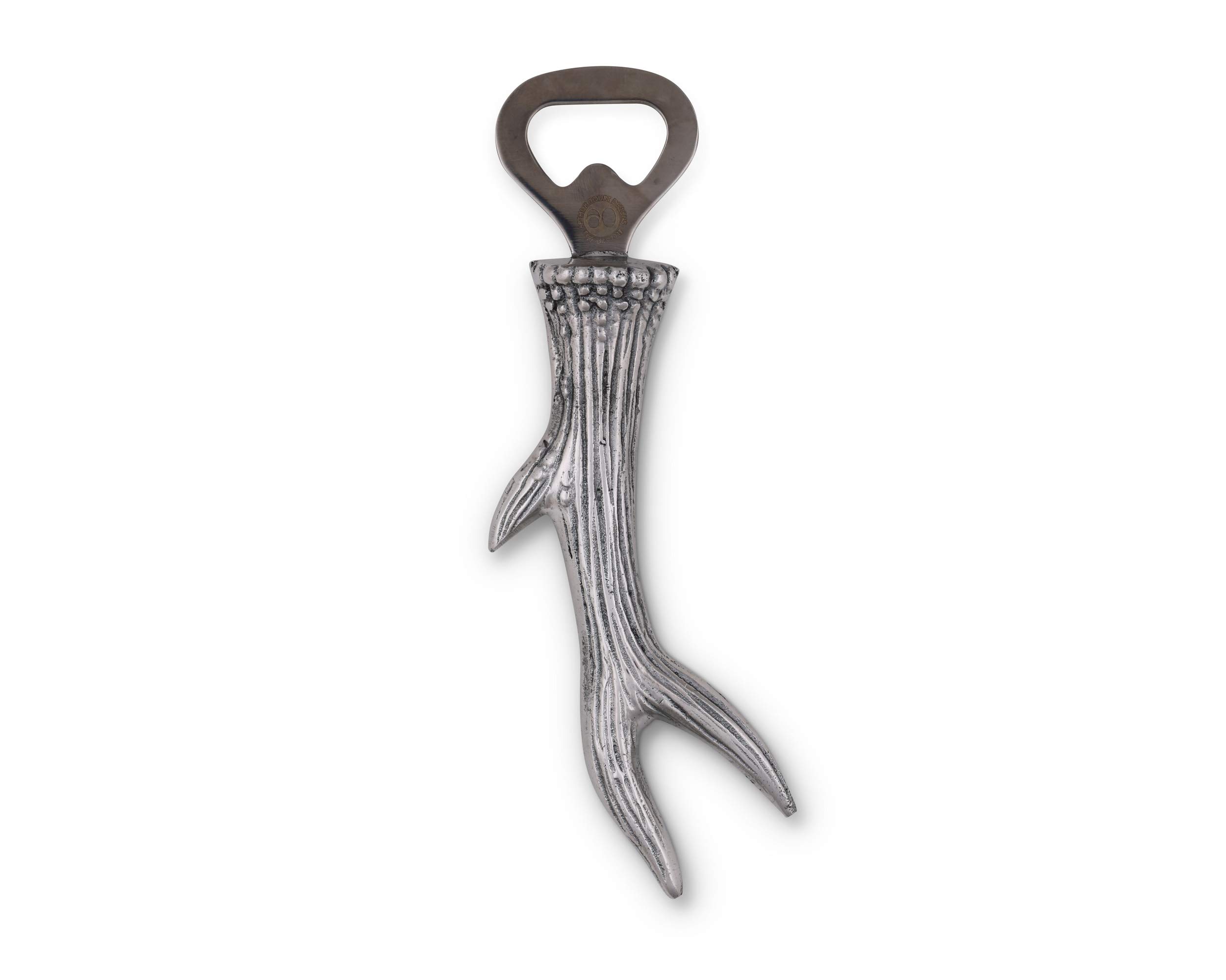 Arthur Court Designs Aluminum Deer Antler Elk Bottle Opener - Rustic Forged Stainless Steel Head 7 inch Long