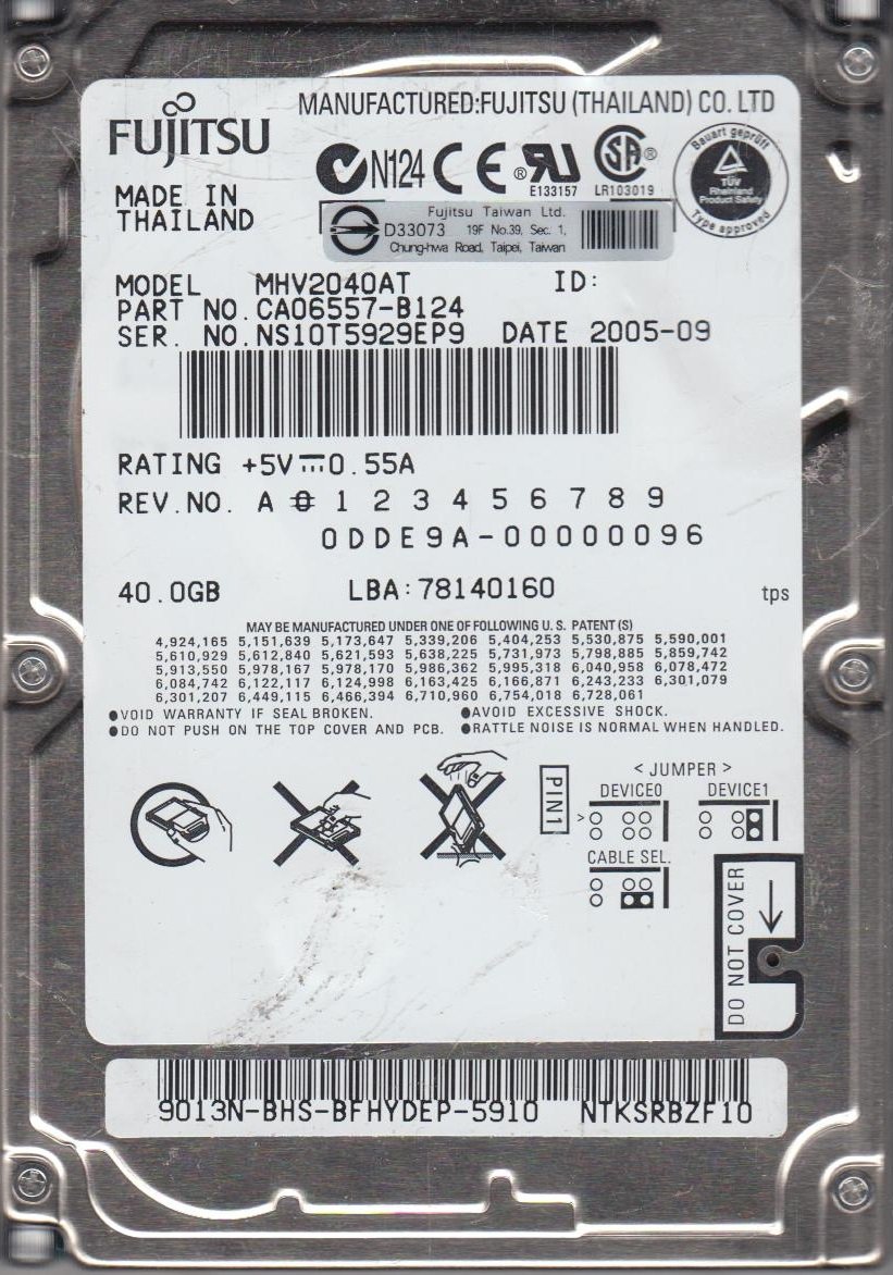 Fujitsu MHV2040AT 40GB UDMA/100 4200RPM 2MB 2.5-Inch Notebook Hard Drive