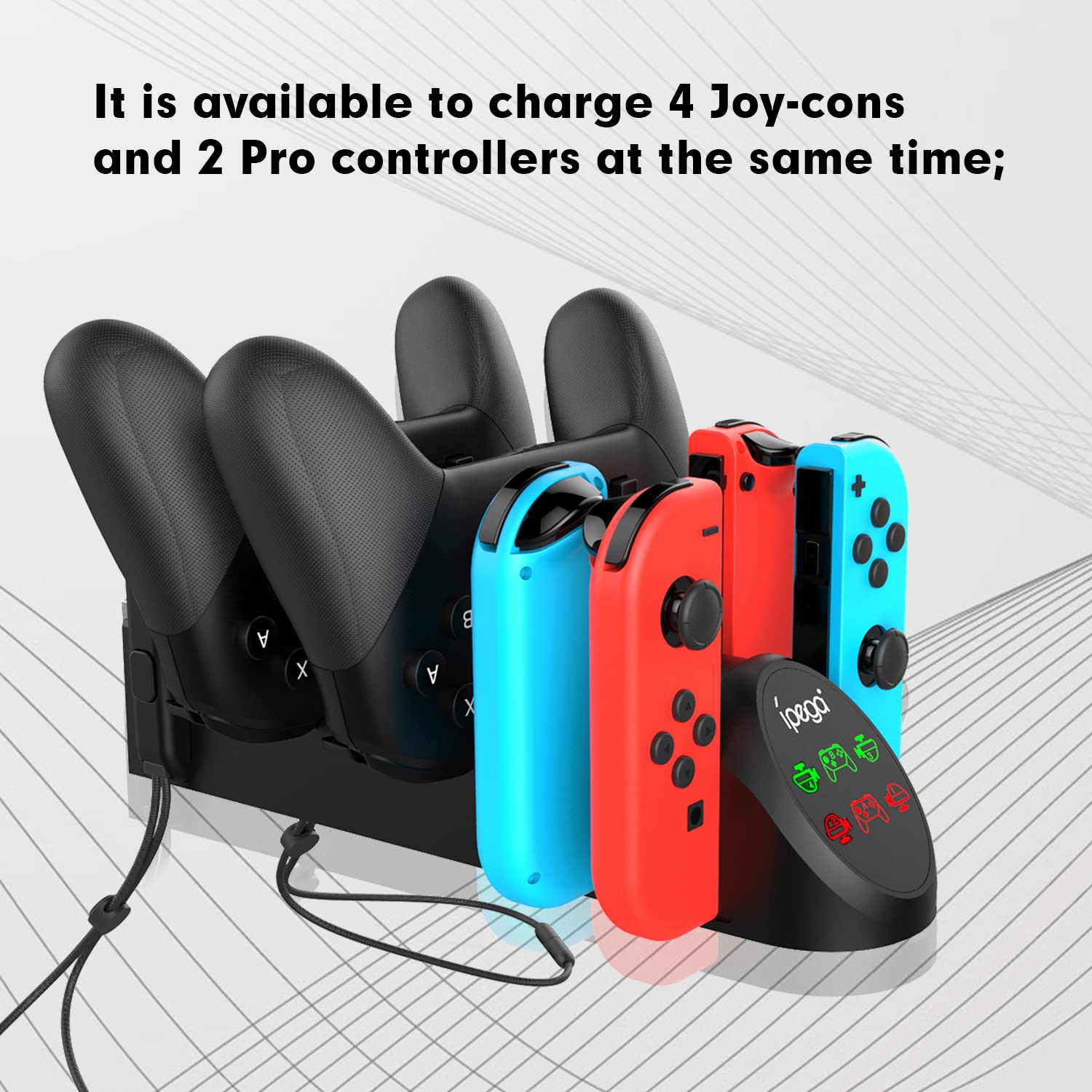 Charging Dock for Nintendo Switch, Charging Station for Nintendo Switch Joy Cons and Nintendo Switch Pro Controllers with LED Indicator