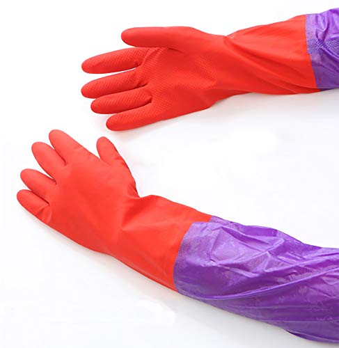 PINVNBY Fish Tank Gloves Aquarium Water Change Tools Dry Rock for Saltwater Aquariums - Elastic Forearm Seals & Prevents Leaks - Heavy-Duty Construction 19.3-Inch (1 Pair)
