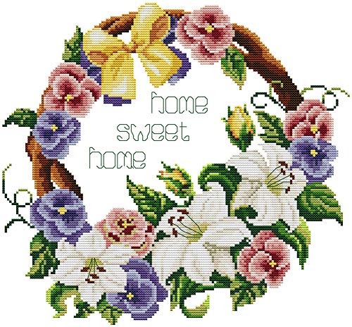 Cross Stitch Kits, Awesocrafts Sweet Home Easy Patterns Cross Stitching Embroidery Kit Supplies Christmas, Stamped or Counted (Sweet Home, Counted)