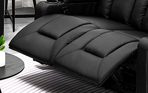 COMHOMA Recline Chair Set,Furniture 3PC Bonded Leather Recliner Set Living Room Set, Sofa with massger(Black, 3+2+1)