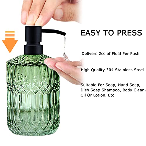 AUNRGO Black Soap Dispenser Pump Replacement - Matte 304 Stainless Steel Hand Soap and Lotion Dispenser Pumps Replacement for Regular Glass Mouth Bottles, Standard 28/400 Neck Size