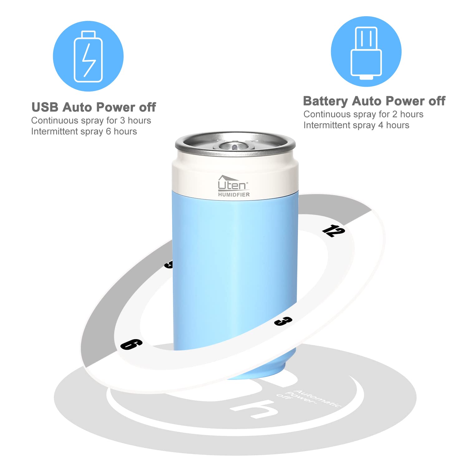 Humidifiers, Humidifier for Bedroom, Can Air Humidifier, Humidifiers for Home and Plants, USB Powered And Battery Powered Portable for Home Office Car Outdoor, 2 Mist Modes, Night Light, Auto-Off
