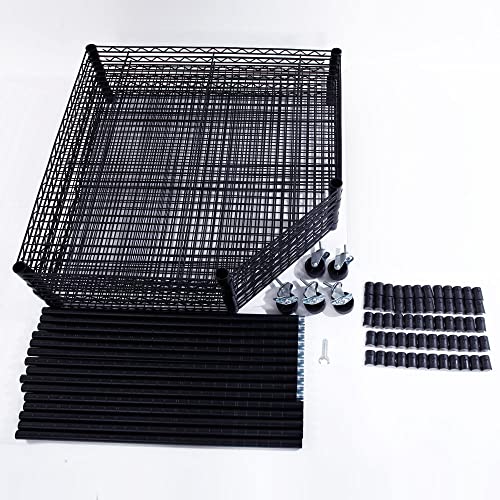 Wire Shelving 6 Tiers Polygonal Corner Shelf, Metal Storage Standing Rack with Wheels, Corner Wire Shelf for Kitchen, Garage and Living Room( US Shipping) (Black)