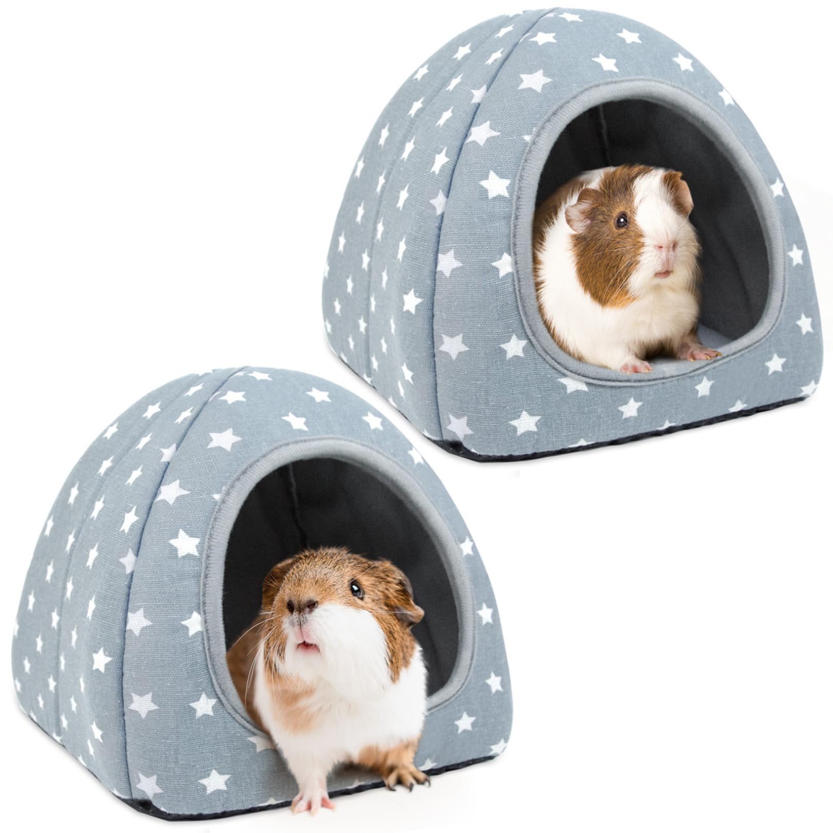 TiereCare 2 Pack Guinea Pig Hideout Bed Washable Guinea Pig Cage Accessories Cozy House Habitat Hide-Out for Chinchilla Hedgehog Small Animal Supplies