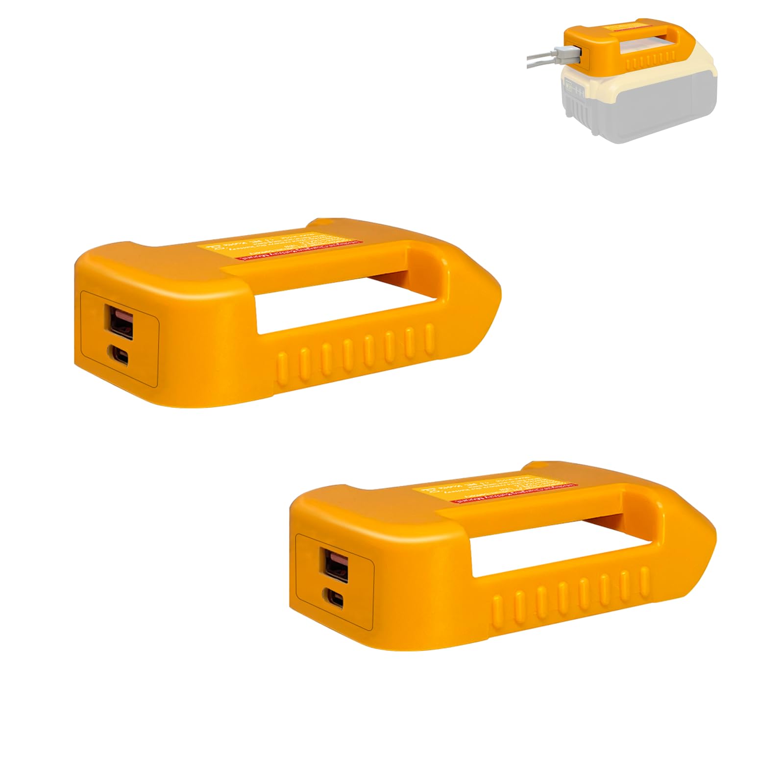 TPDL 2 Pack USB Charger Adapter for Dewalt 20V Battery, Battery Hanger Holder and Adapter 2-in-1, with Type C Fast Charging Port & USB Port (Adapter Only)