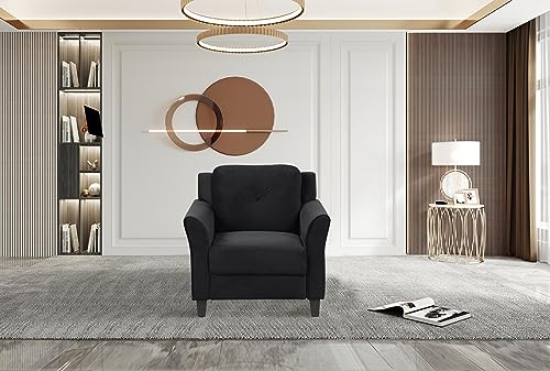 Harper & Bright Designs 2-Pieces Living Room Sofa Set with 3-Seat Couch, Single Sofa Chair, Modern Polyester Upholstered Sofa for Living Room, Office, Antique Black