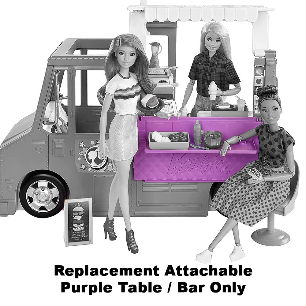 Barbie Replacement Parts Doll Fresh 'n Fun Foodtruck Playset - GMW07 ~ Replacement Attachable Purple Table / Bar