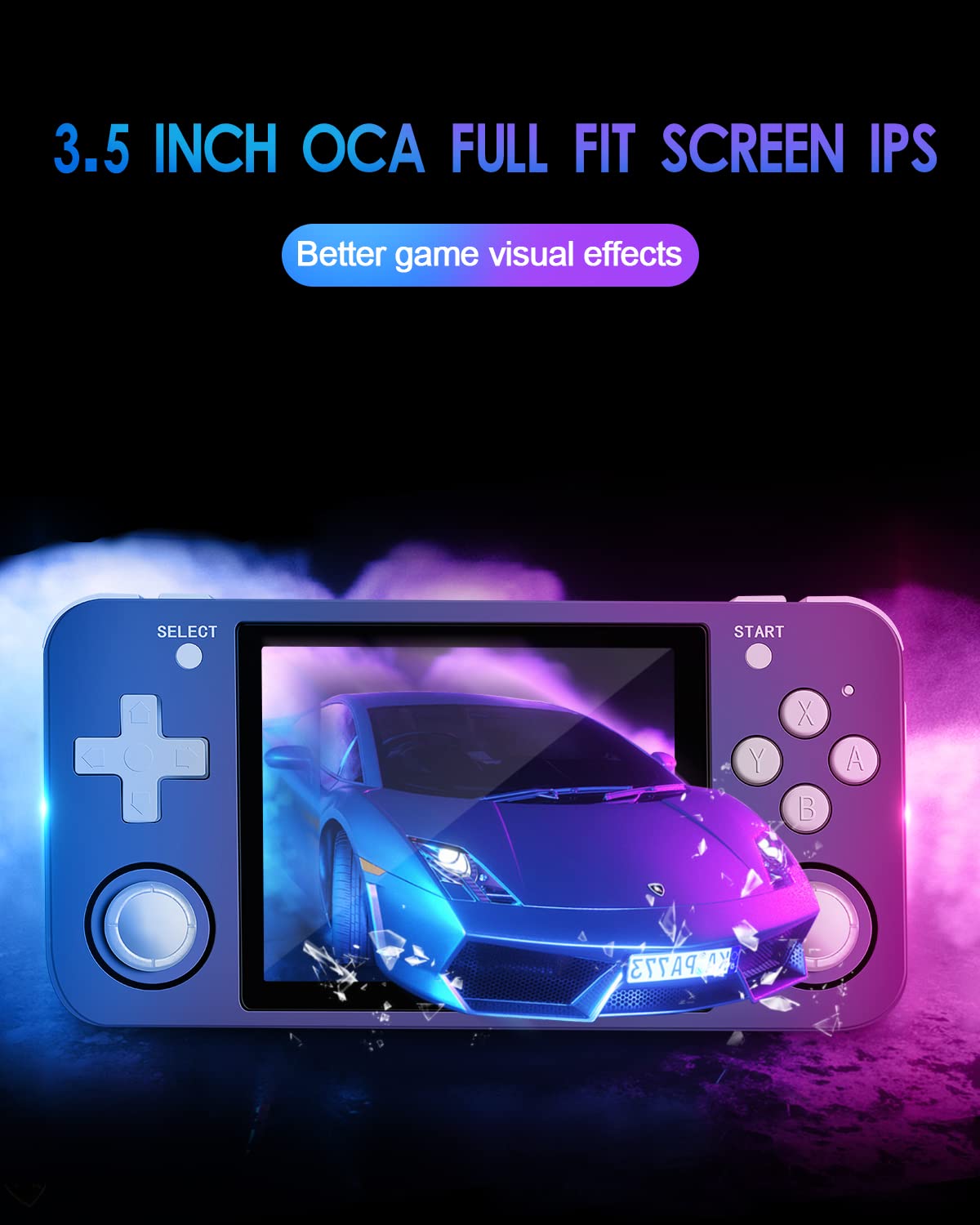 RG351P Handheld Game Console, Retro Game Console Open Linux System 3.5 Inch IPS Screen, Portable Game Console with 64G TF Card and 2500+ Video Game Classic Games 3500mAh Battery (Purple)