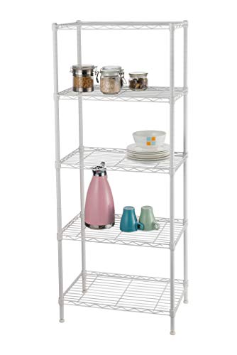 Multi-use Shelving Unit 5-Tier Space-Saving Metal Shelving Storage Rack Heavy Duty Metal Shelf Organizer for Home Office Kitchen Bathroom Garage Closet Dormitory 5 Tier Metal Shelf 21x13x55