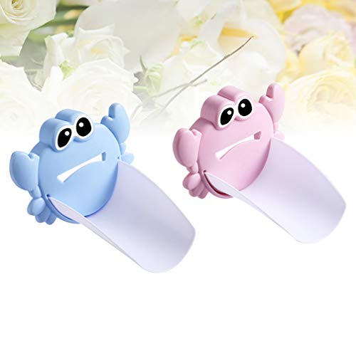 ARTIBETTER 2pcs Children Sink Handle Extender Crab Shaped Water Faucet Extension Helper for Toddler Babies Blue Pink